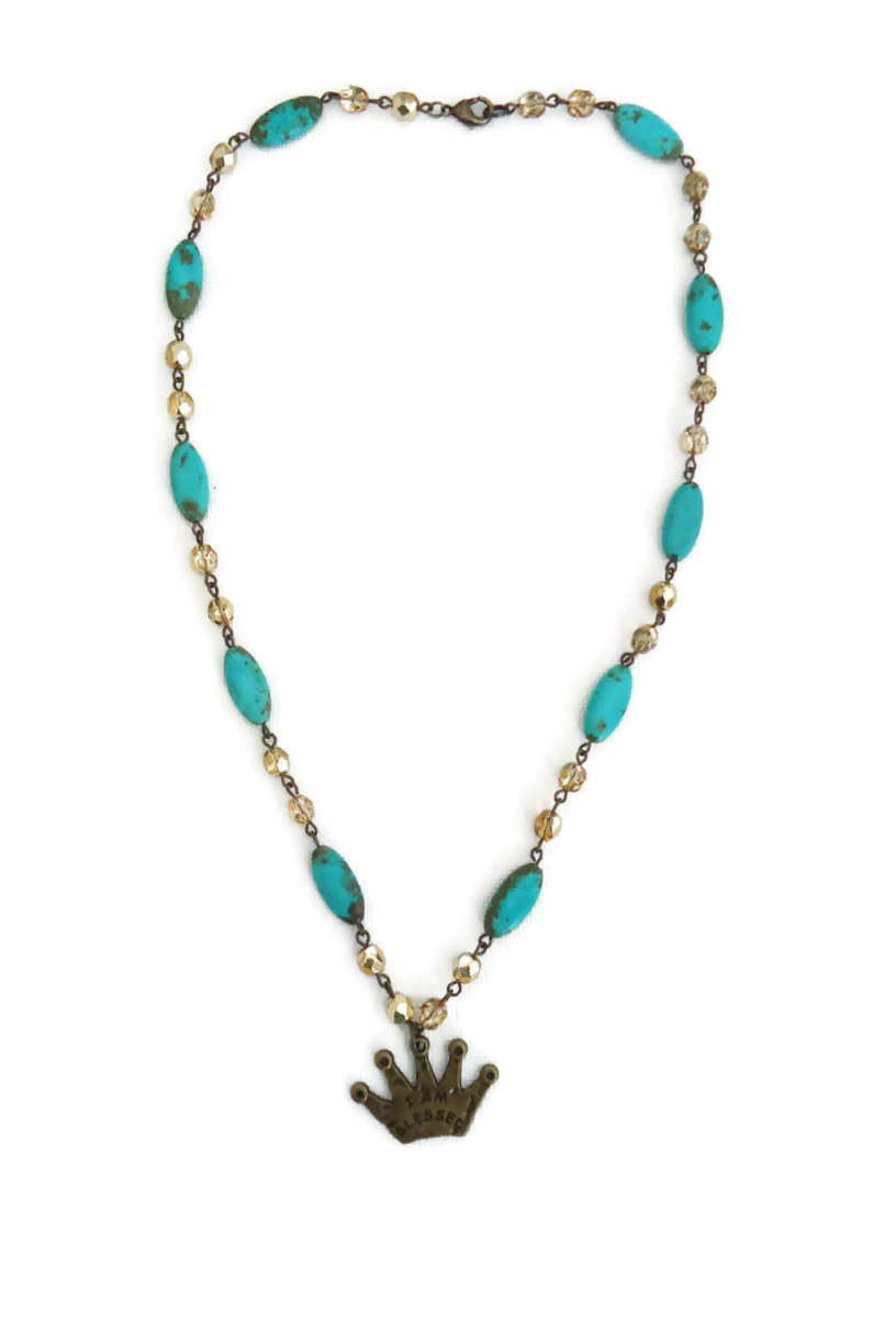 I Am Blessed- Inspirational Crown Necklace | Peter’s Square
