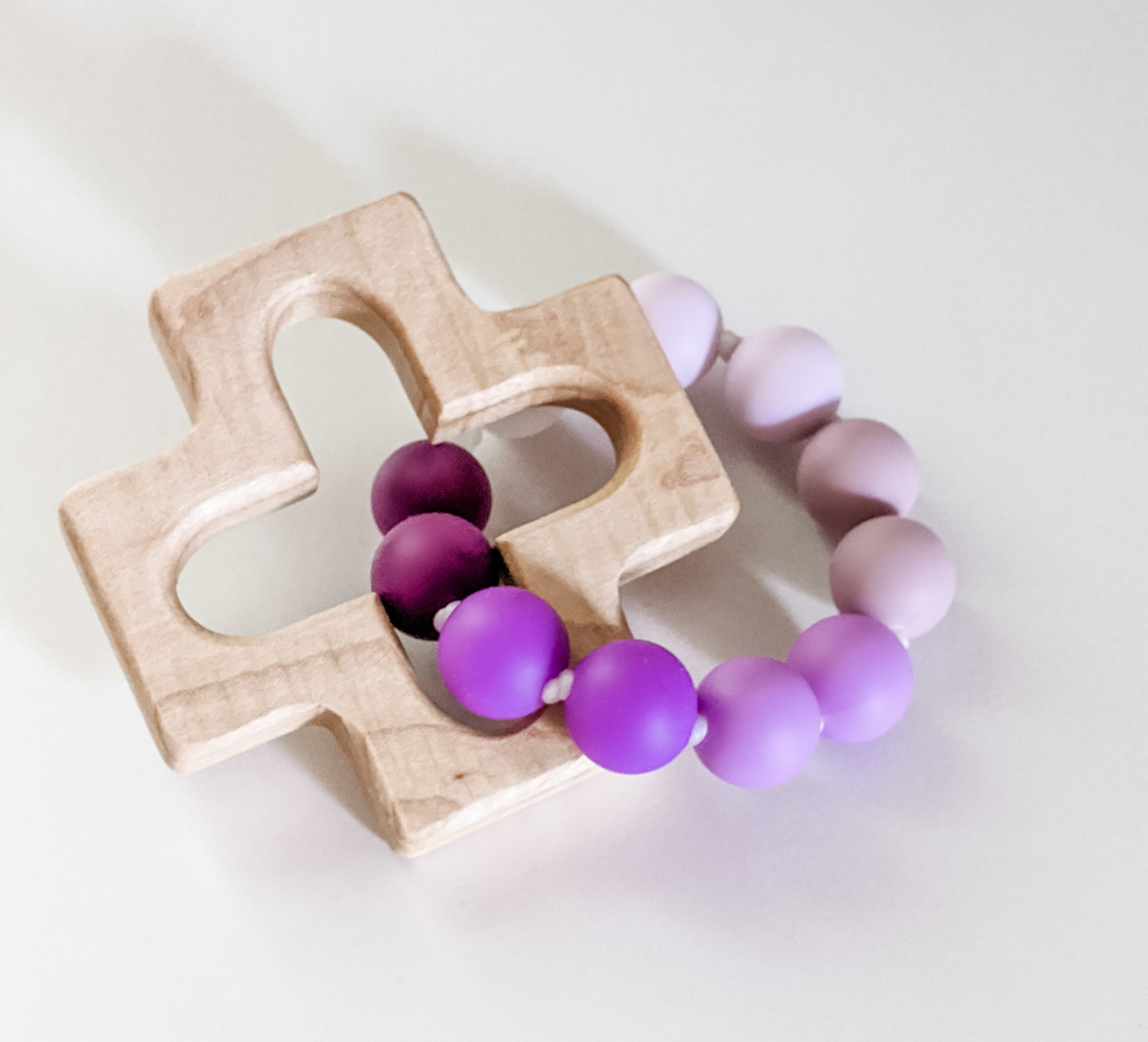 Baby Girl Baptism Gift - Purple Ombre Teething Rosary | Peter’s Square
