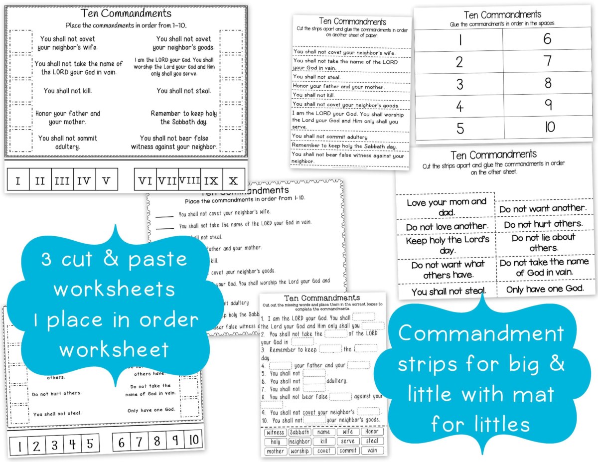 Ten Commandments Cut & Paste Worksheets for Kids - Catholic | Peter’s ...