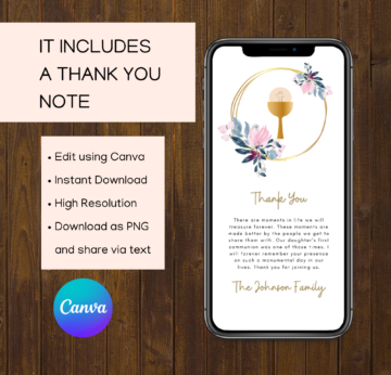 Digital First Communion Invitation Digital Communion Invitation ...