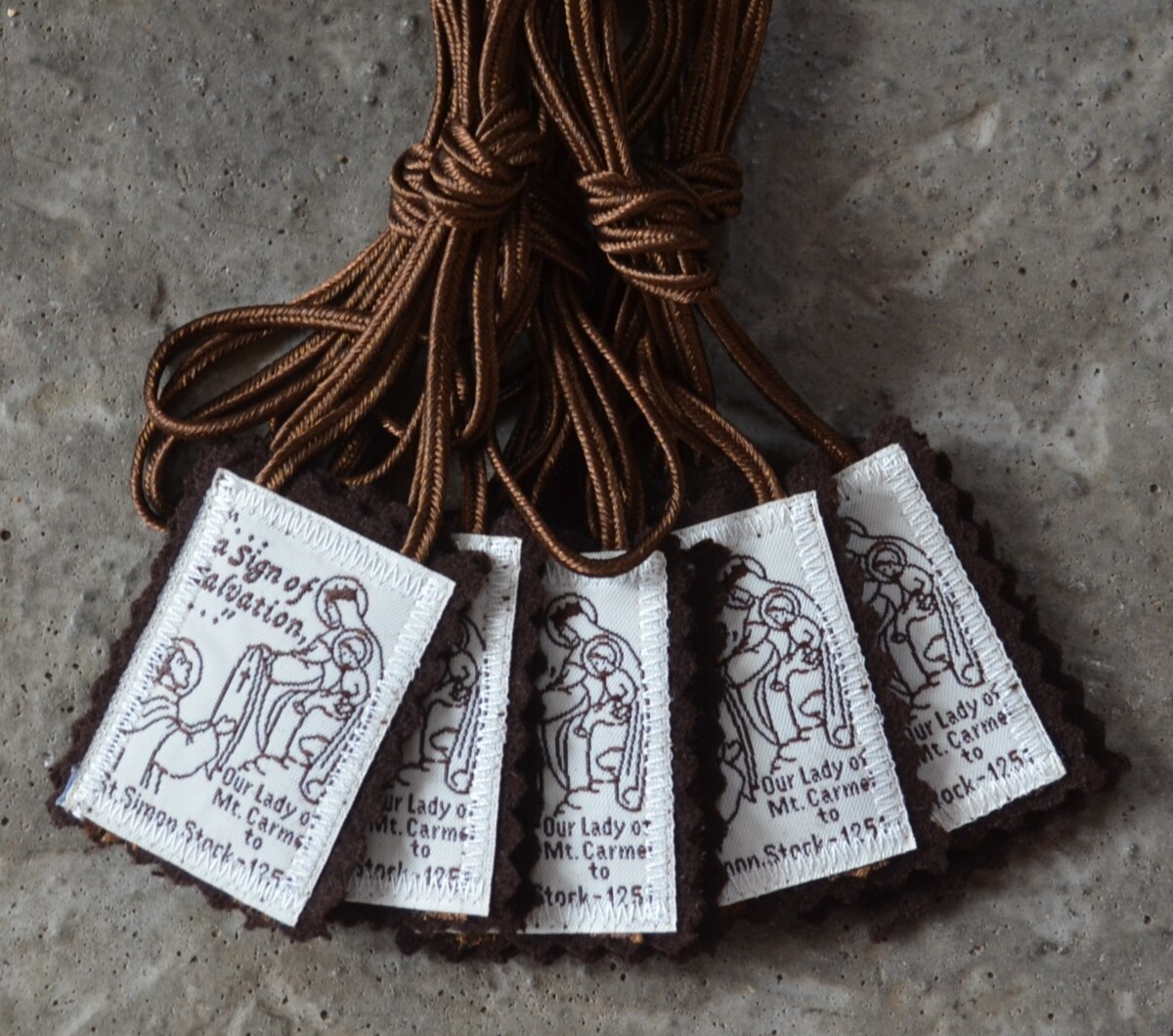 Bulk lot of 5 MT. Carmel Scapulars, 100% Brown Wool, Traditional ...