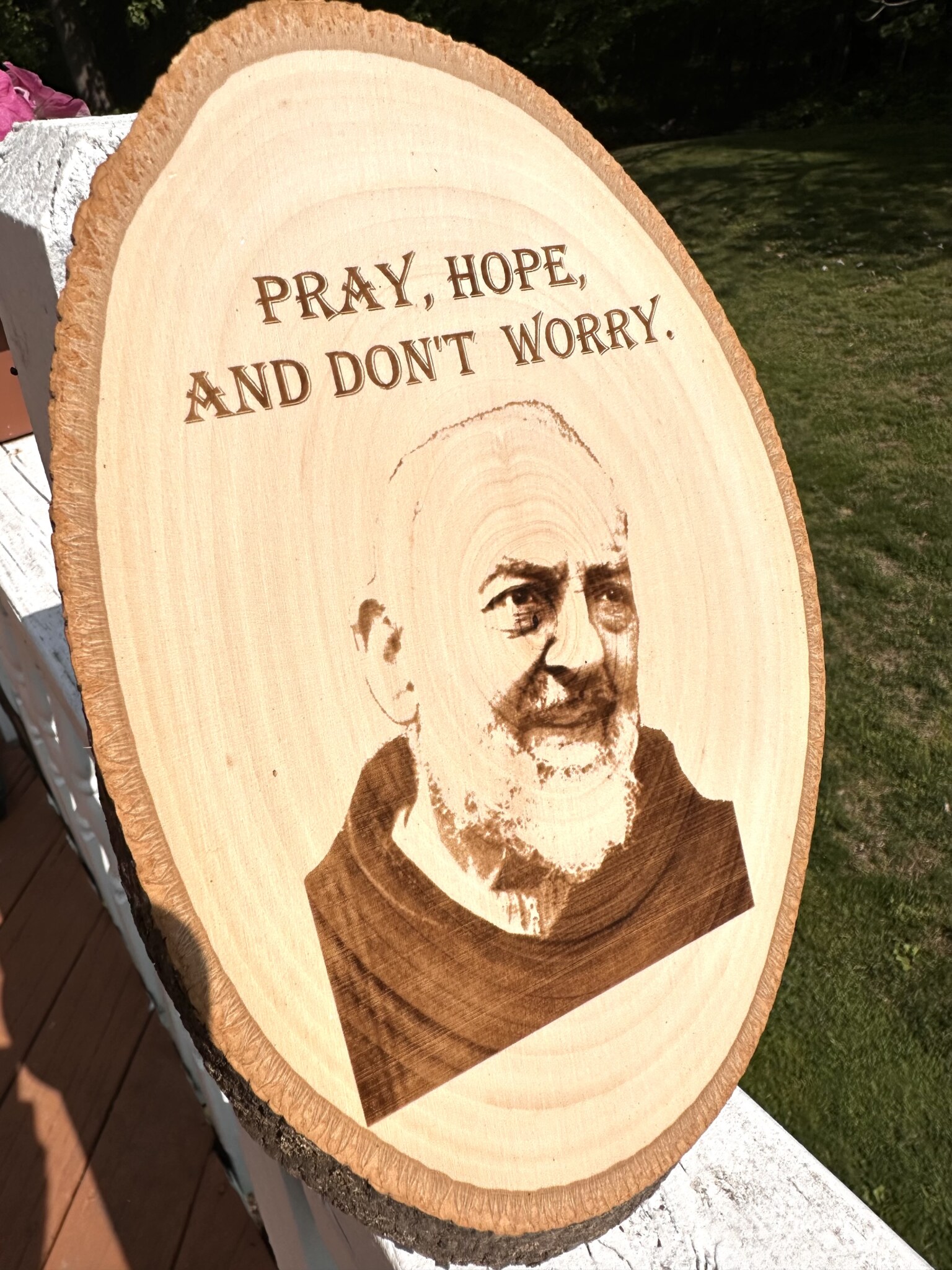Padre Pio Wooden Laser-Engraved Sign | Peter’s Square
