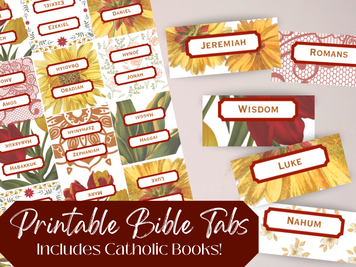 Catholic Bible Tabs Printable digital bible tab download sunflower ...