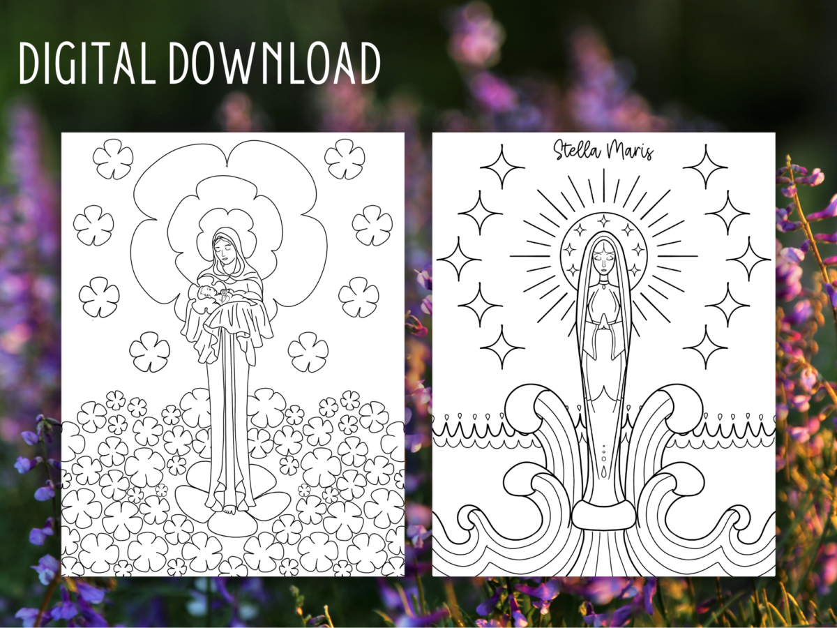 Mary Coloring Pages Digital for Catholic Kids Projects for Homeschool ...