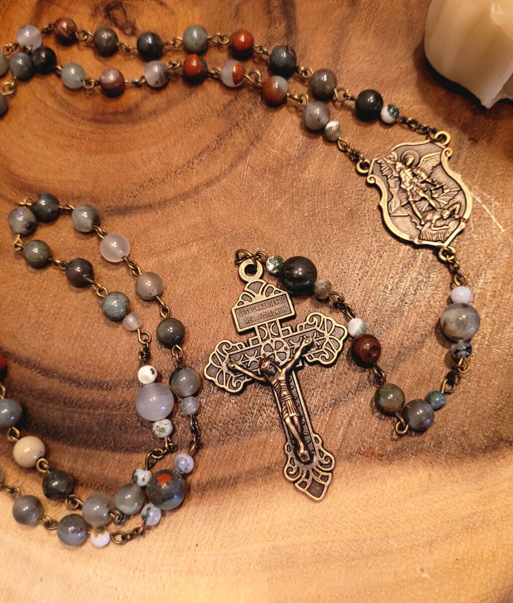 Shield of Archangel Michael Bronze Rosary | Peter’s Square