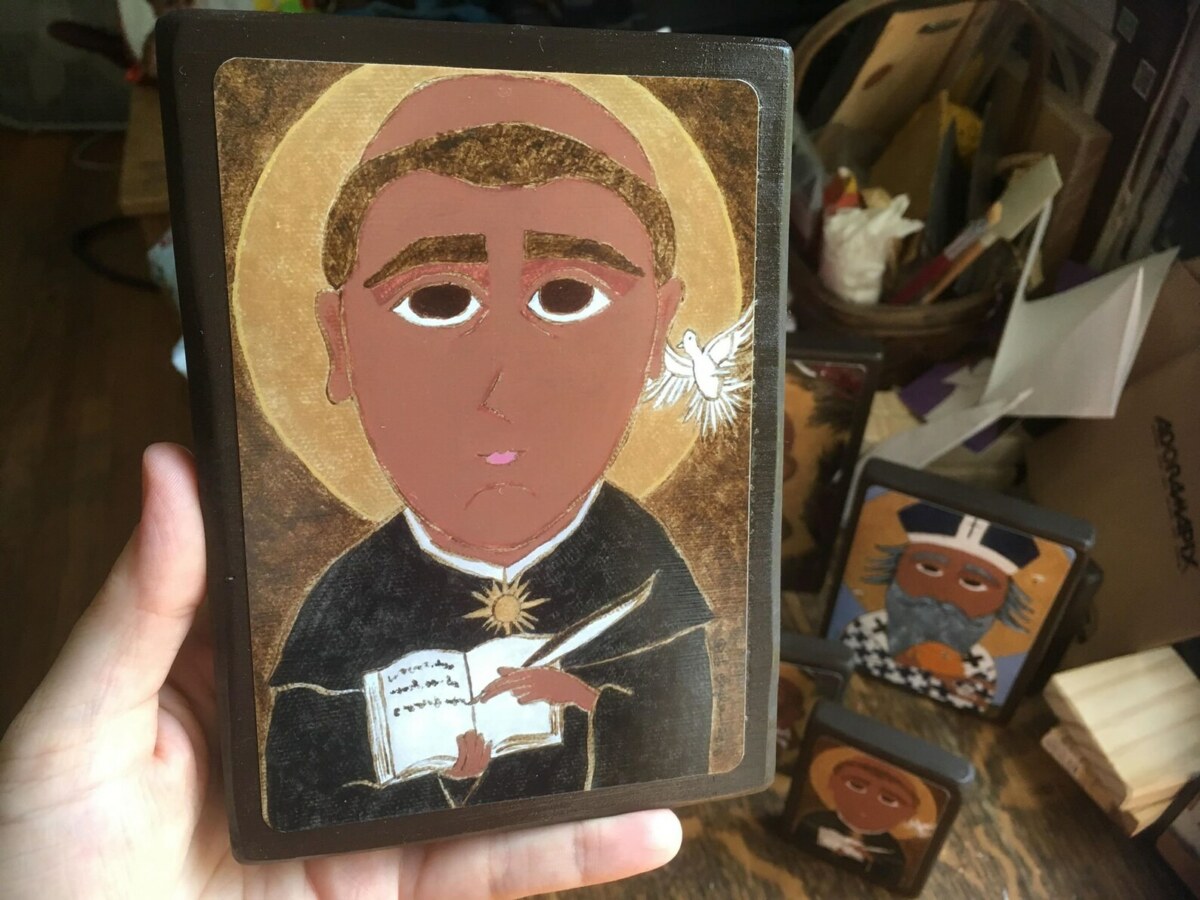 4 X 6 ish inch Saint Thomas Aquinas Byzantine Folk Icon Print on Wood ...