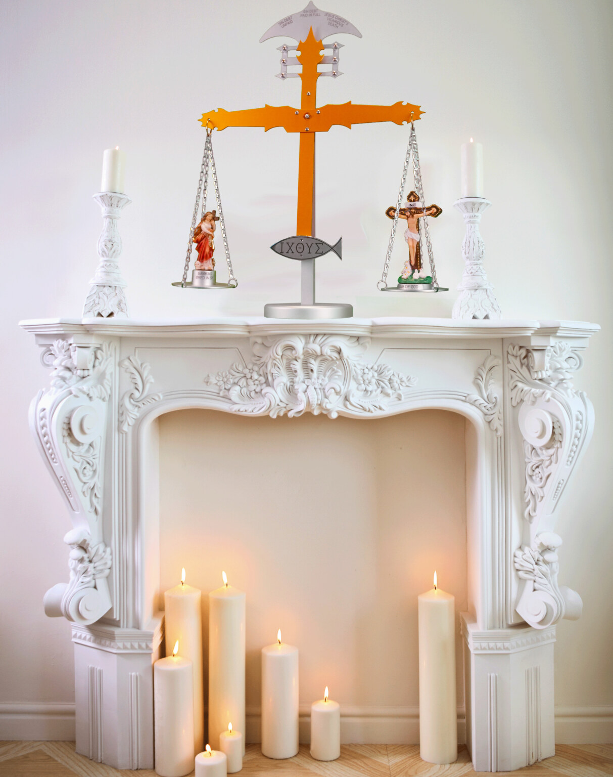 Debt Pendulum - Balance Scale with Resin Statue of Jesus Christ and ...