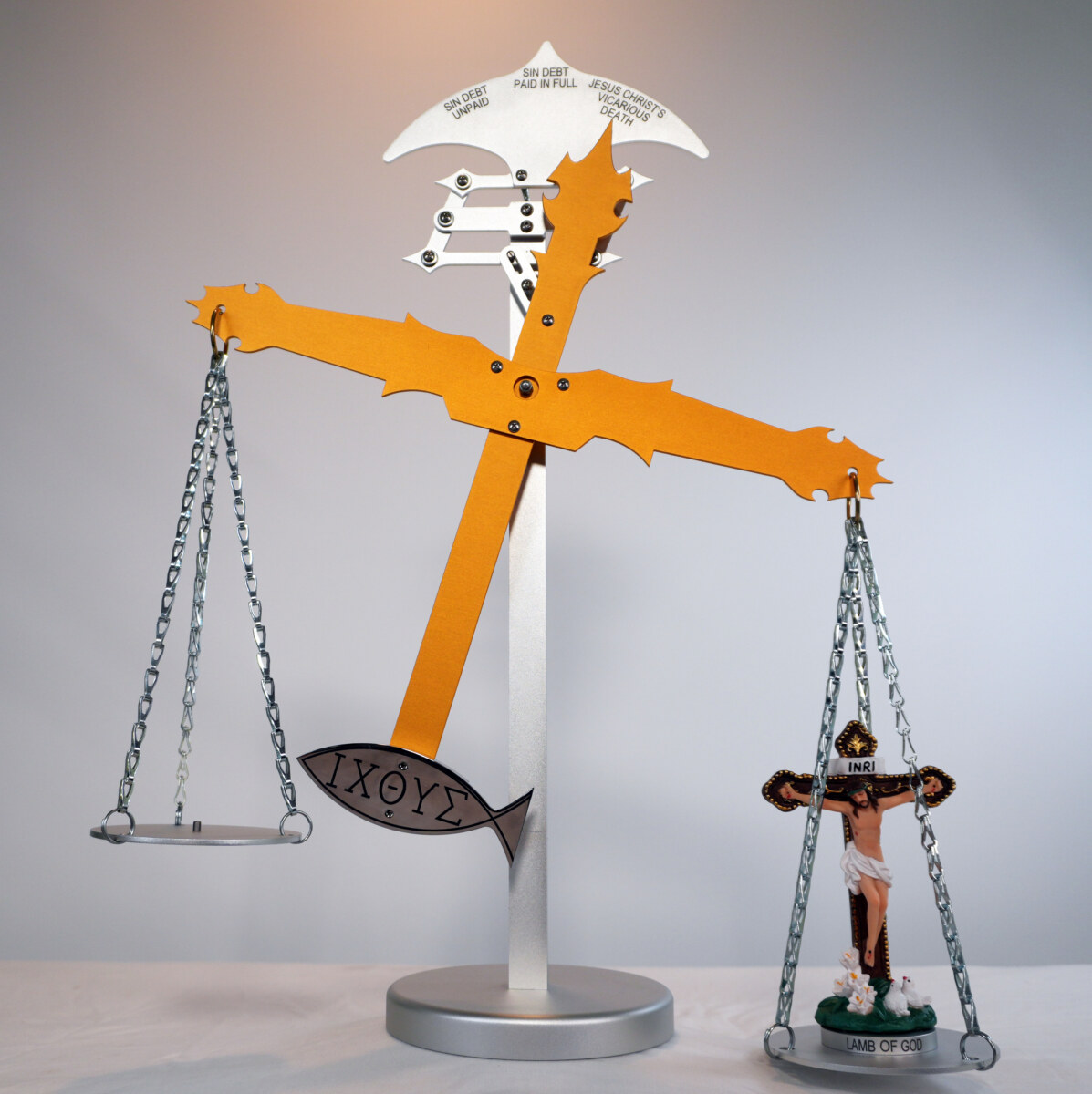 Debt Pendulum - Balance Scale with Resin Statue of Jesus Christ and ...